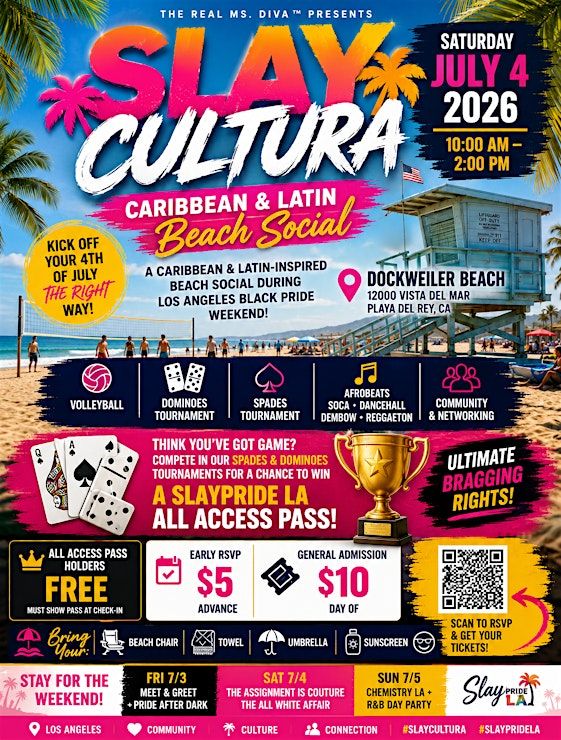 SlayPride LA Black Pride : Slay Cultura Caribbean & Latin Beach Social ...
